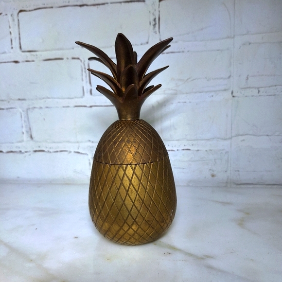 unbranded | Accents | Vintage Solid Brass Pineapple Trinket Box Storage ...